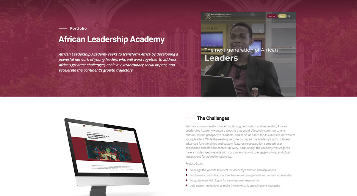 African Leadership Academy Case Study | tagDiv Portfolio