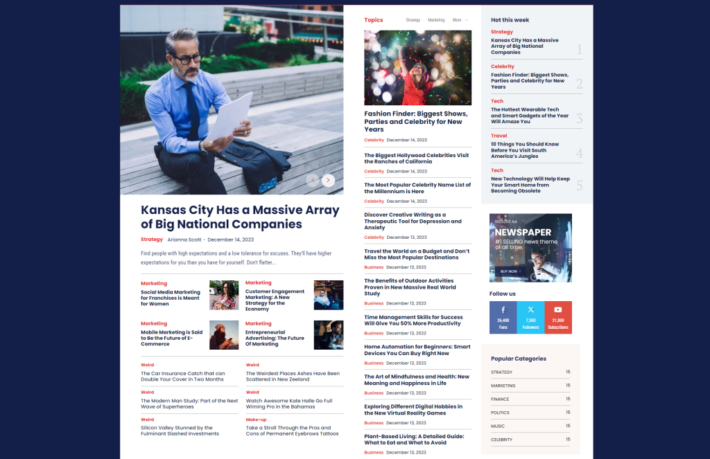 Prebuilt Website Showcase: Newspaper Free News Pro | tagDiv