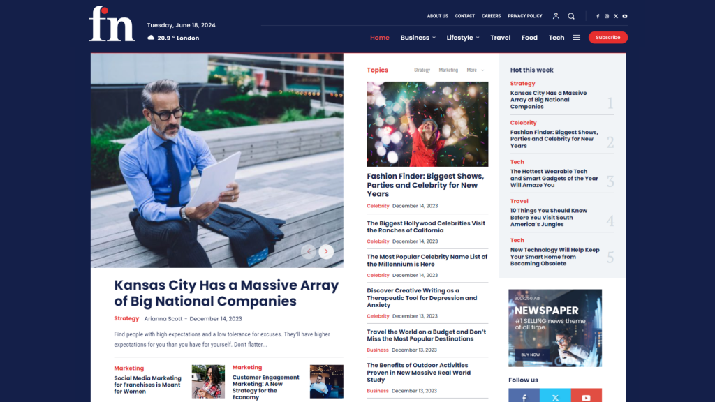 Prebuilt Website Showcase: Newspaper Free News Pro | tagDiv