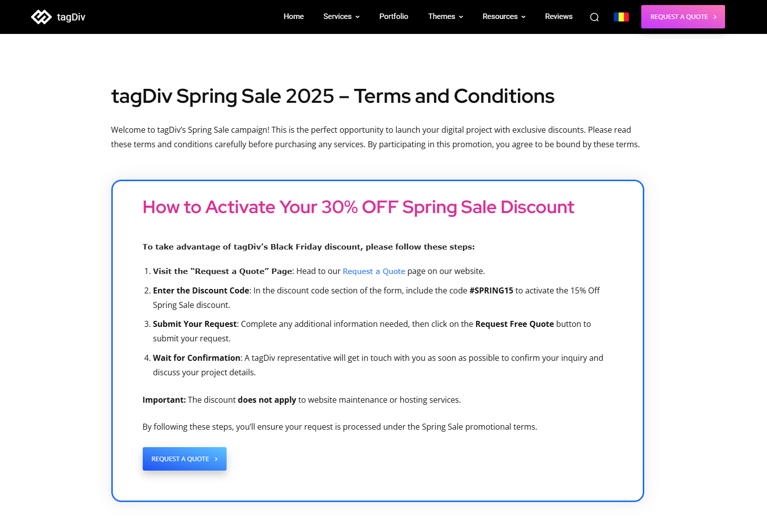 tagDiv Spring Sale 2025 – Terms and Conditions | tagDiv